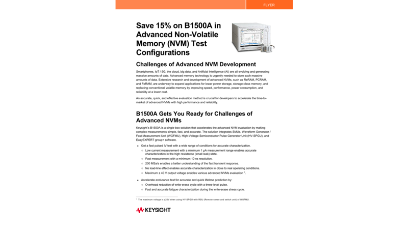 B1500A Semiconductor Device Parameter Analyzer | Keysight
